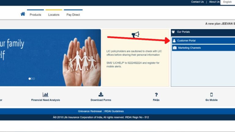 LIC Customer Portal New User Registration and Login Process