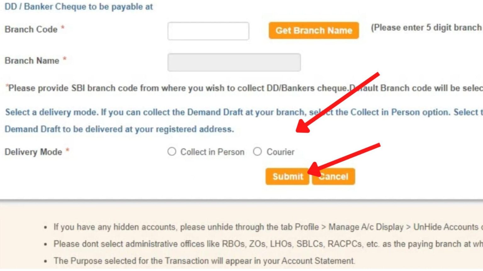 How to Request SBI Demand Draft (DD) Online - Dreamtrix Finance
