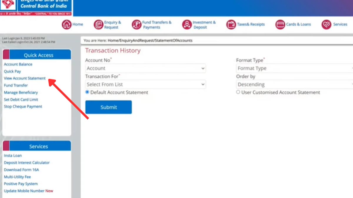 How To Download Central Bank Of India Account Statement PDF